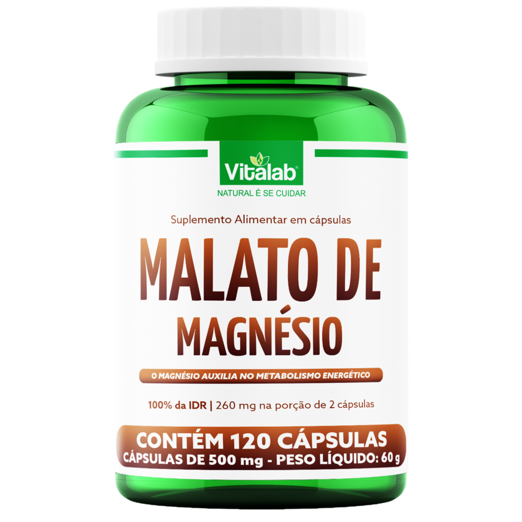 Suplemento alimentar de malato de magnésio (120 caps) – Vitalab – Natural é se cuidar